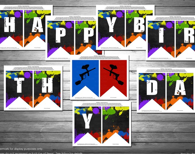 Paintball Happy Birthday Banner INSTANT DOWNLOAD Paintball - Etsy