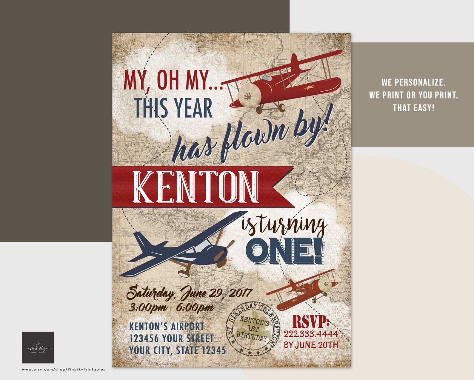 Time Flies Birthday Invitation Printable or Printed - Etsy