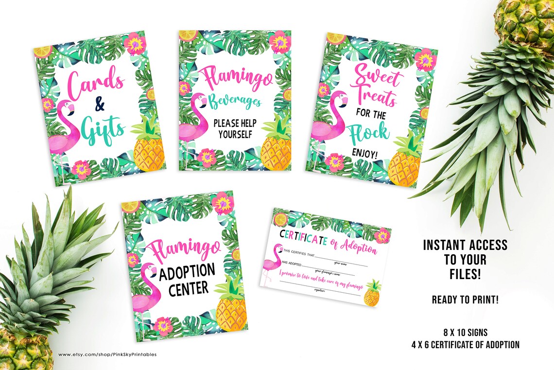 Flamingo Party Signs 8 X 10 INSTANT DOWNLOAD 4 Fun Signs - Etsy