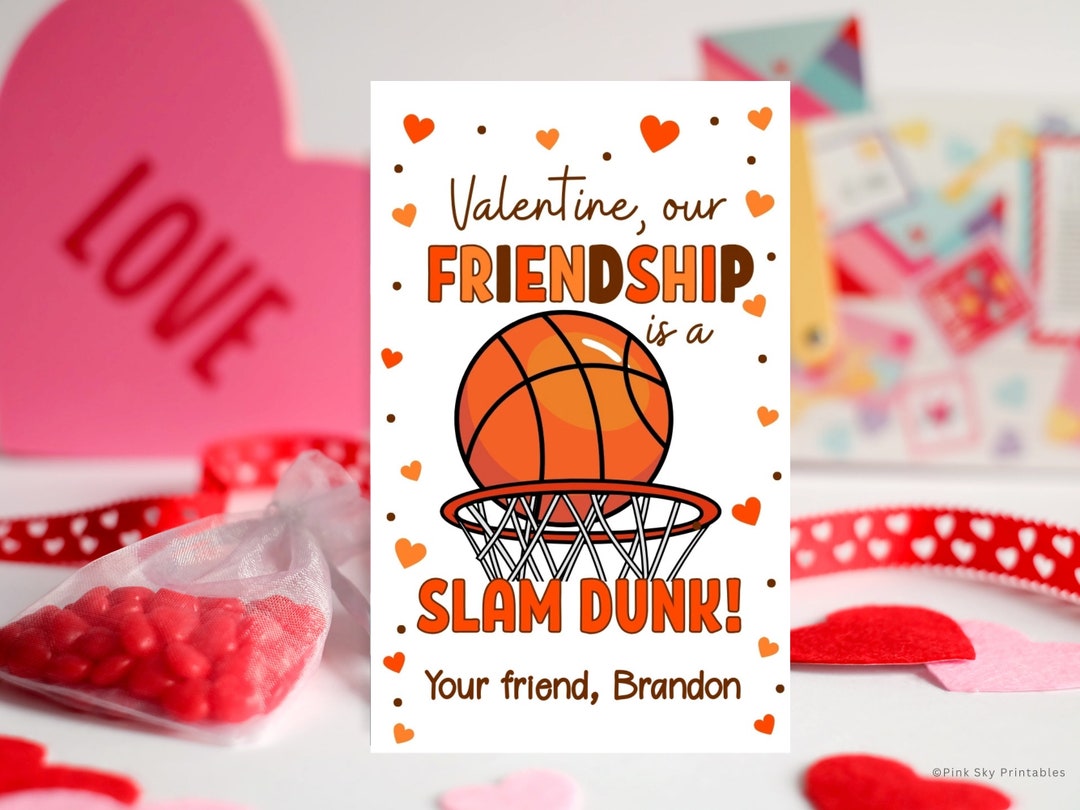 Basketball Valentine Tags, EDITABLE Kids Valentine Cards, Basketball ...
