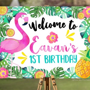 Flamingo Birthday Sign Printable File Poster Flamingo - Etsy
