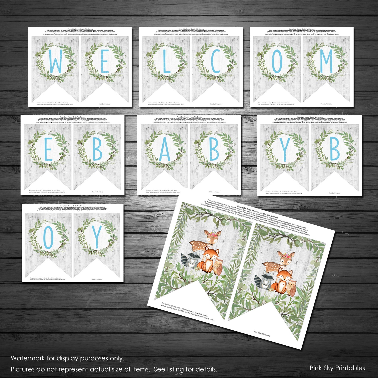 Woodland Welcome Baby Boy Banner INSTANT DOWNLOAD Forest | Etsy