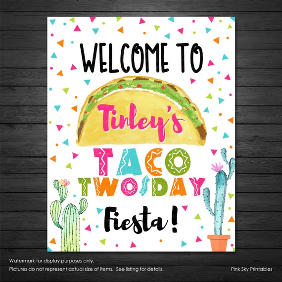 Taco Twosday Fiesta Welcome Sign Printable Taco Twosday | Etsy