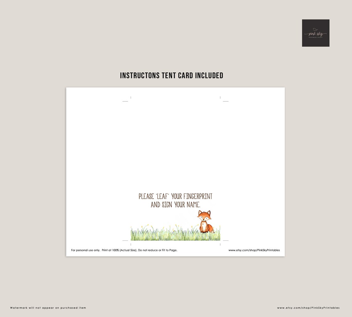 Forest Animals Fingerprint Tree Sign Baby Shower Thumbprint - Etsy