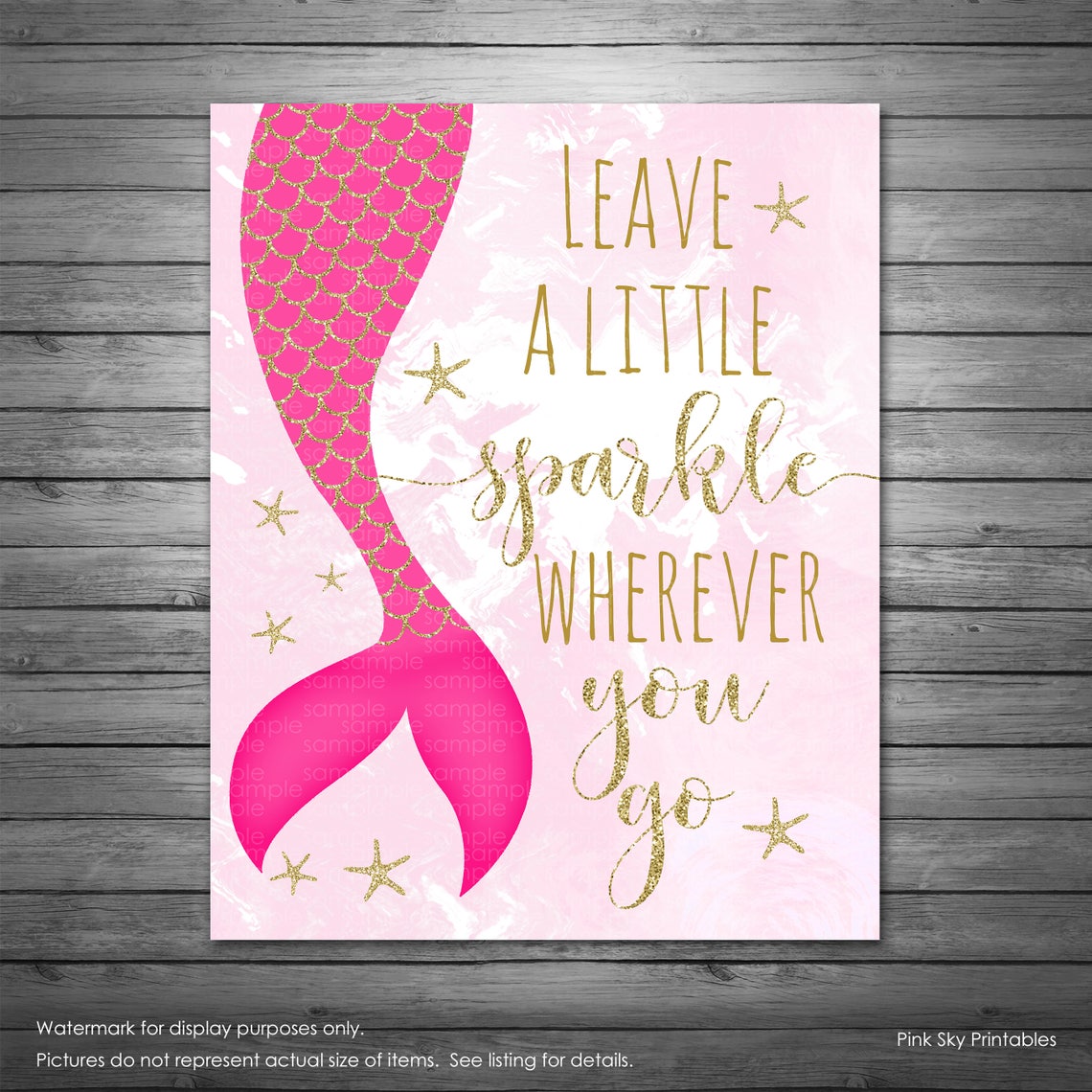 Mermaid Printable 8x10 Print Instant Download Leave a Little - Etsy