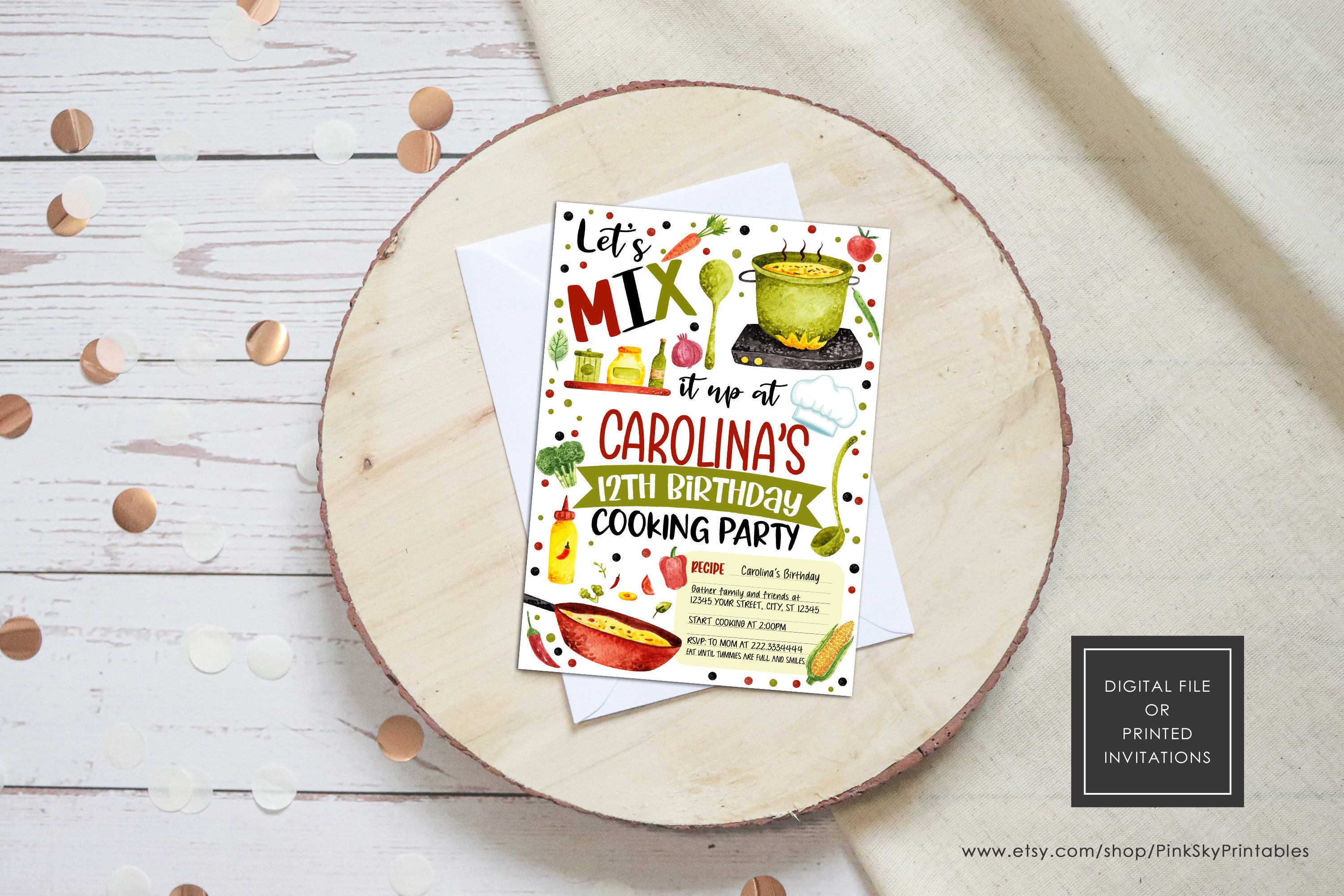 Cooking Birthday Invitation Cooking Party Invitation Digital | Etsy