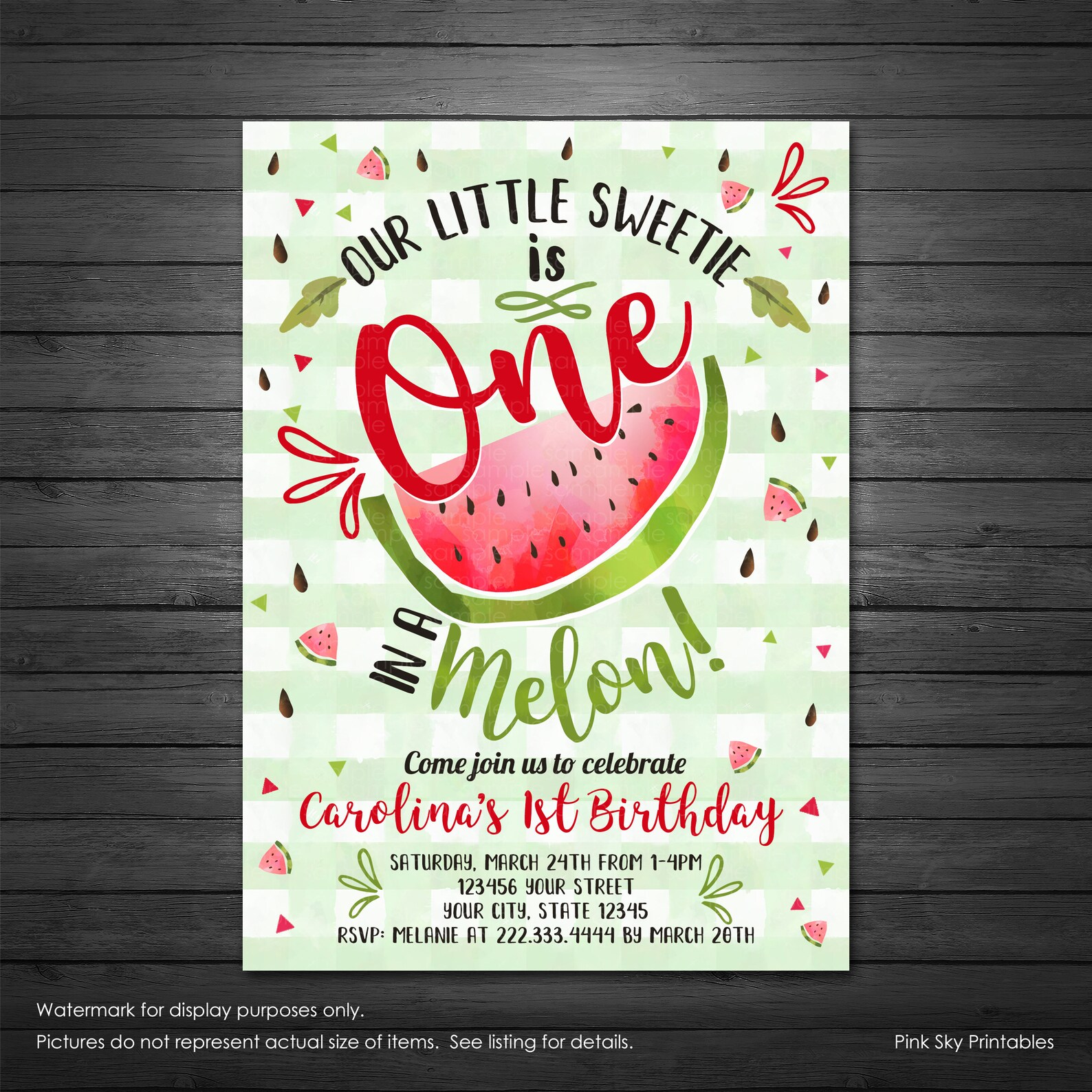 Watermelon Birthday Invitation Printable or Printed | Etsy