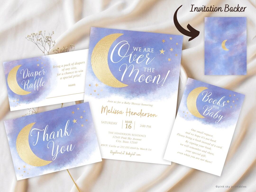 Over the Moon Gender Neutral Baby Shower Bundle, Gender Reveal Baby ...