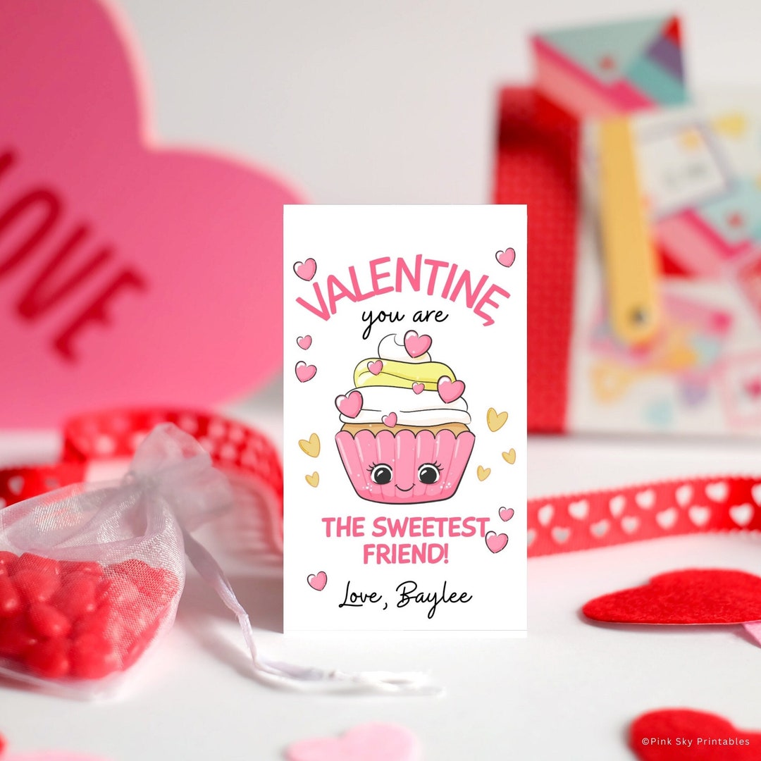 EDITABLE Cupcake Valentine's Day Tags, Instant Download, 2 X 3 Custom ...
