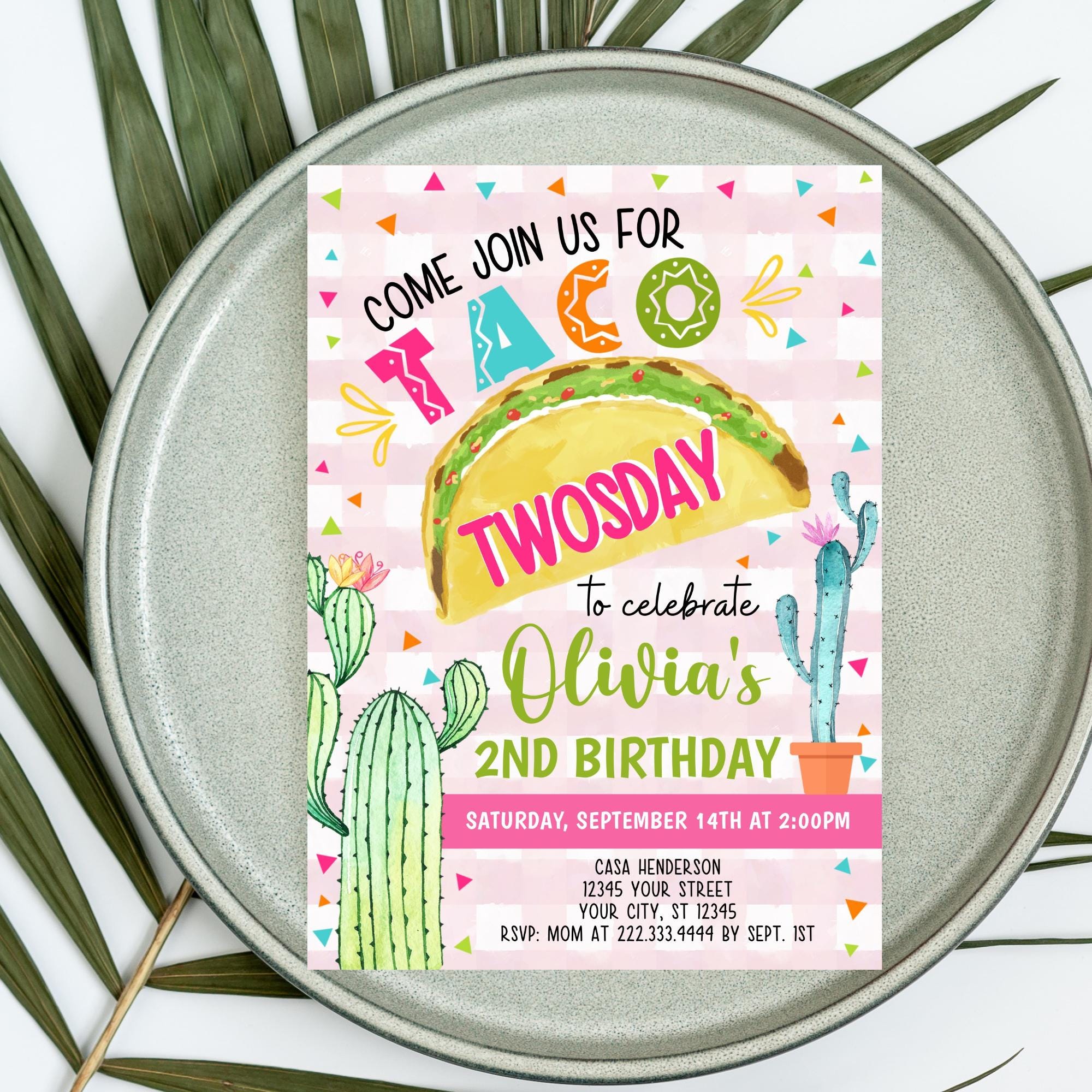 Taco Twosday Birthday Invitation, EDITABLE, Printable, Mexican Fiesta ...