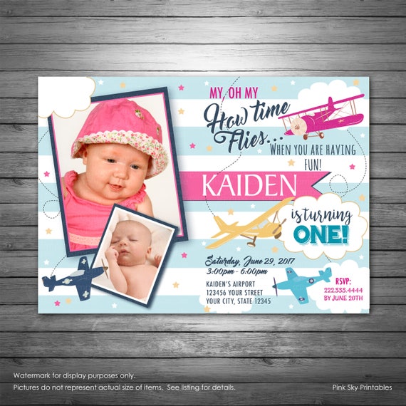 Time Flies Birthday Invitation Printable File Girls - Etsy