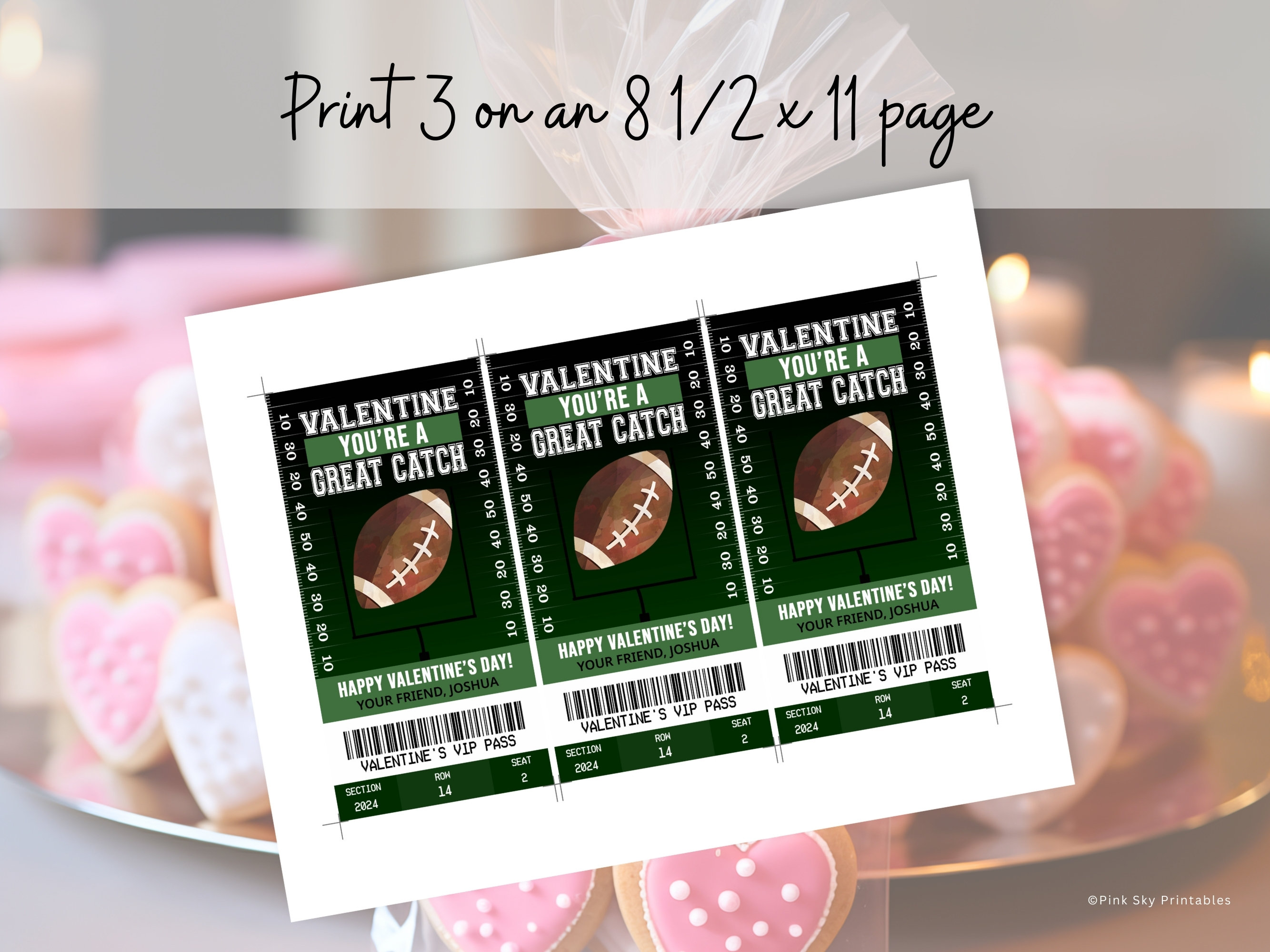 EDITABLE Football Valentine's Day Ticket Cards, Instant Download, 3 X 6 ...