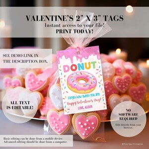 EDITABLE Valentine's Day Tags, Instant Download, 2 X 3 Custom Printable ...
