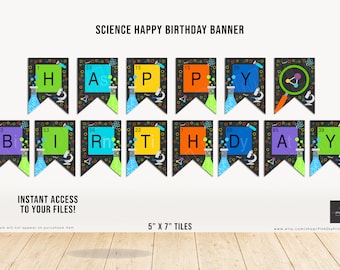 Periodic Table Happy Birthday Banner, Science Party Bunting Banner, Mad ...