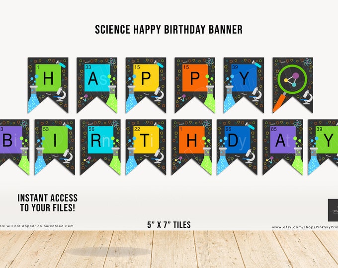 Science Birthday Banner, Happy Birthday Chemistry Backdrop, 10th ...