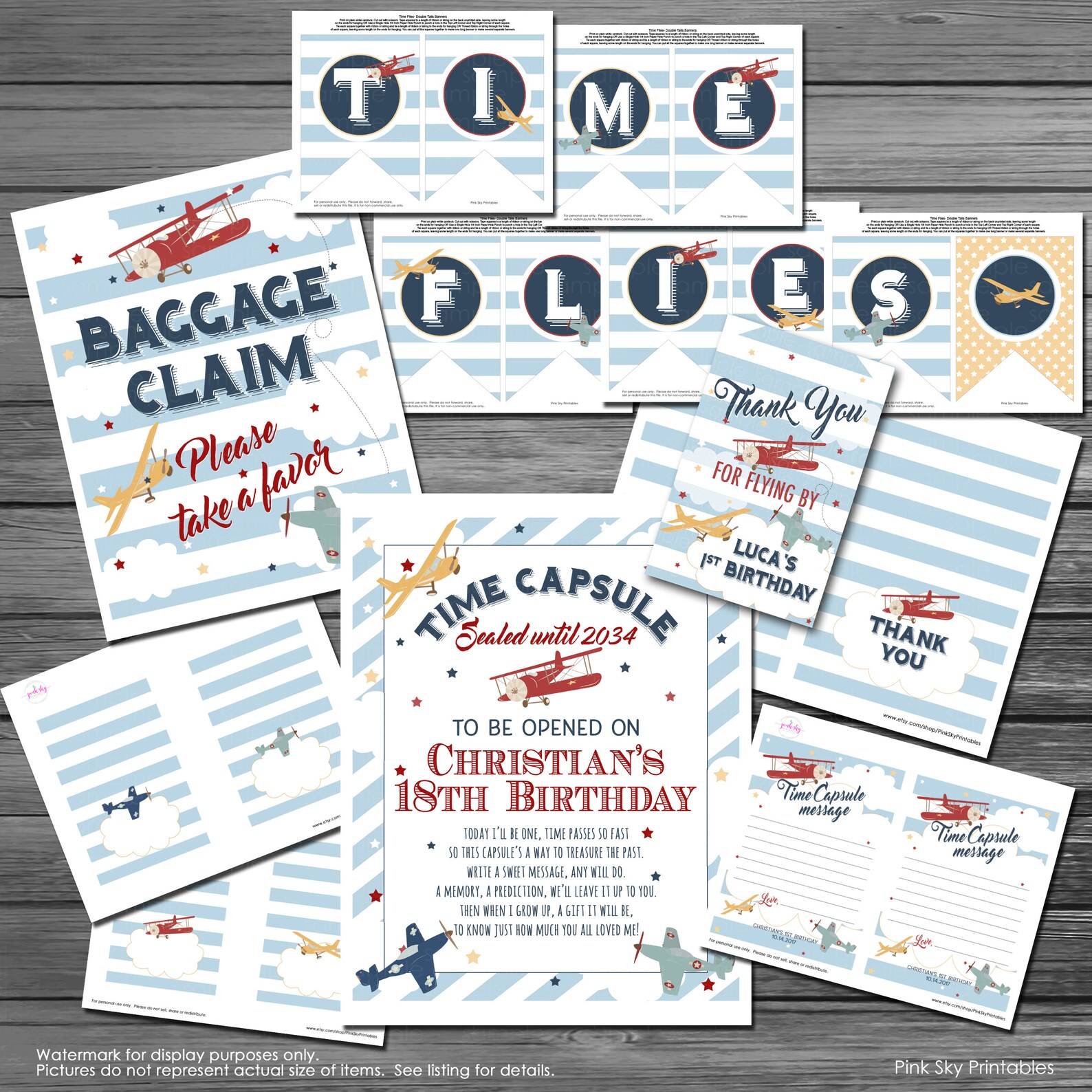 Time Flies Birthday Party Package Printable File Airplanes | Etsy