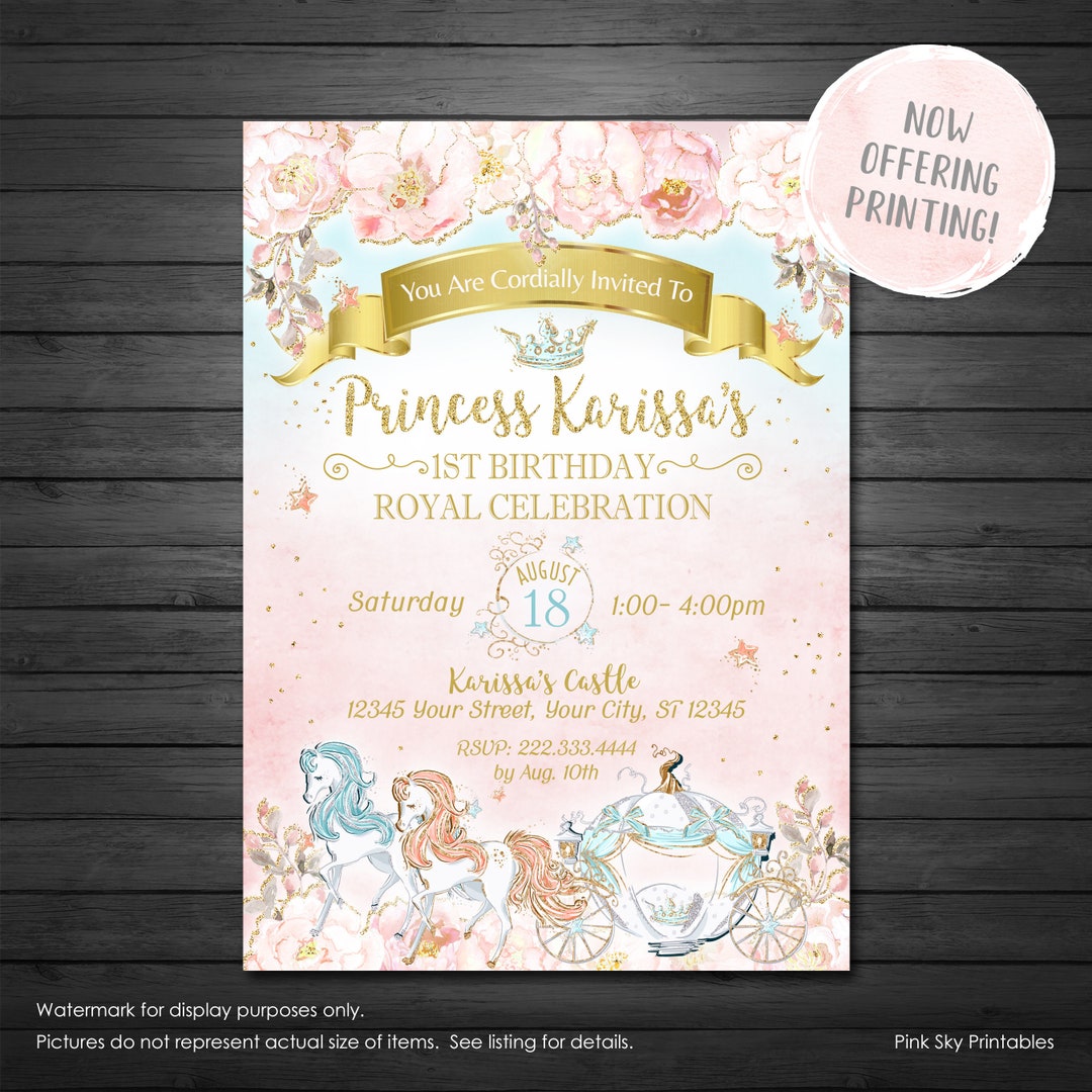 Princess Birthday Invitations, Printable or Printed Invitations, Girls ...