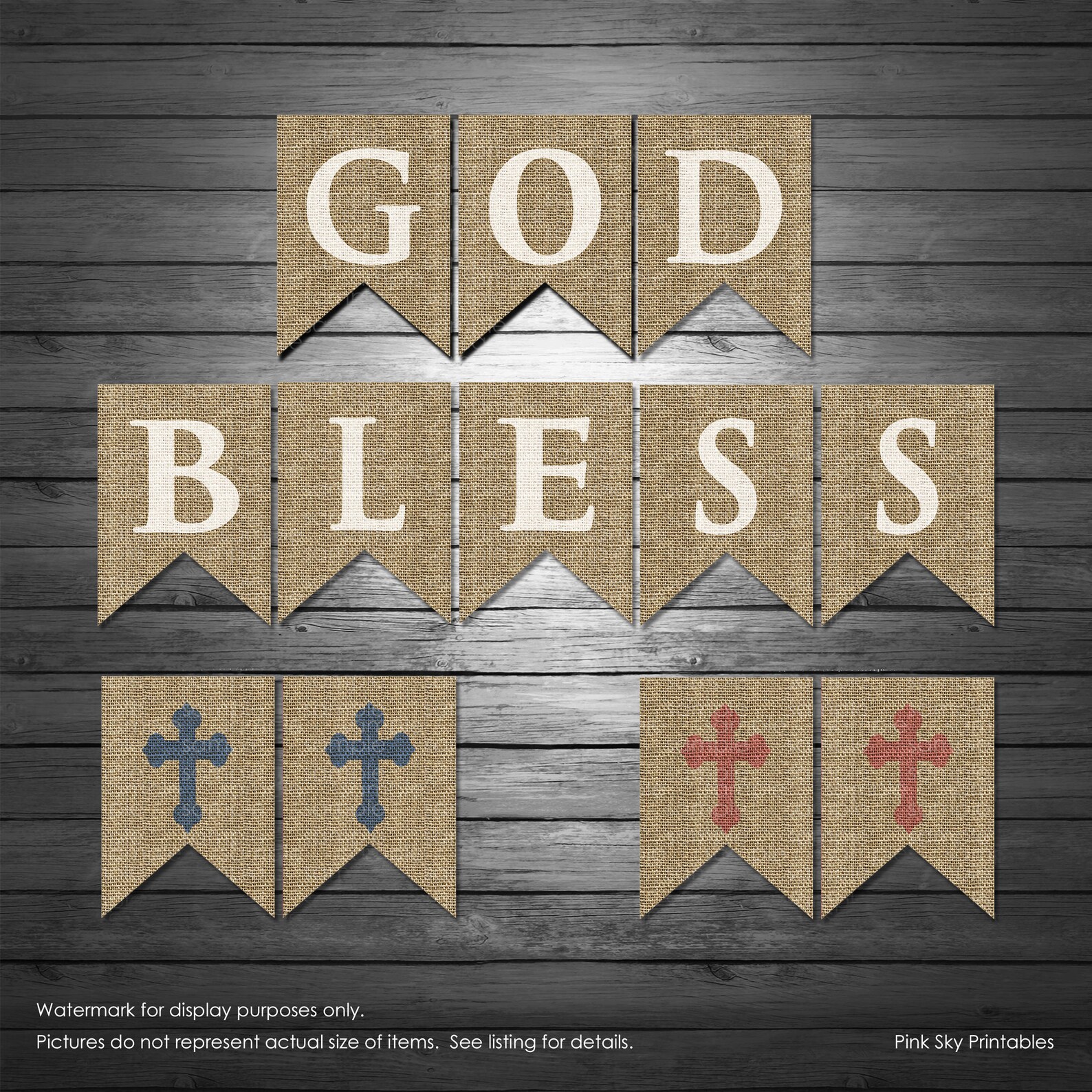 God Bless Burlap Printable Banner INSTANT DOWNLOAD Religious - Etsy