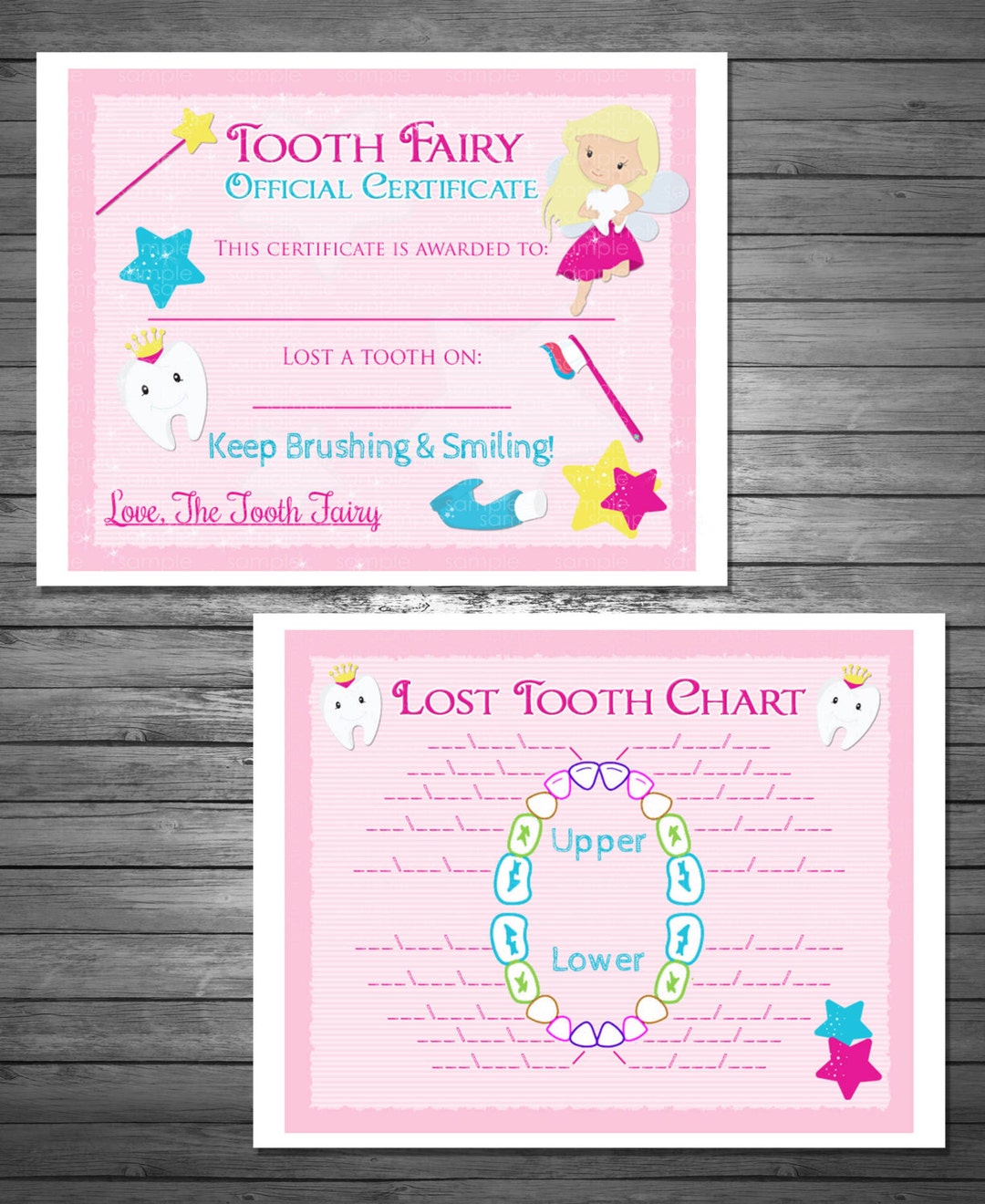 Tooth Fairy Certificate, and Lost Tooth Chart, Digital File, INSTANT ...