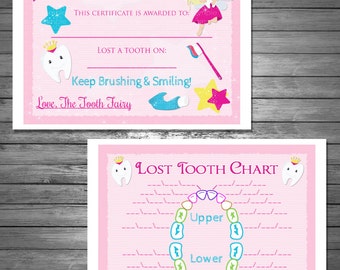 Tooth Fairy Certificate, and Lost Tooth Chart for Boy, Printable File ...