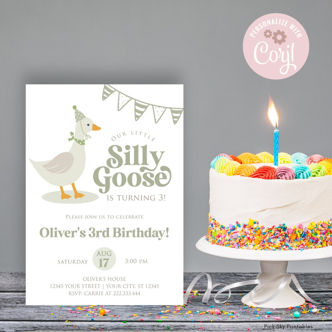 Silly Goose Birthday Invitation, Farm Animal Birthday, Goose Invite ...