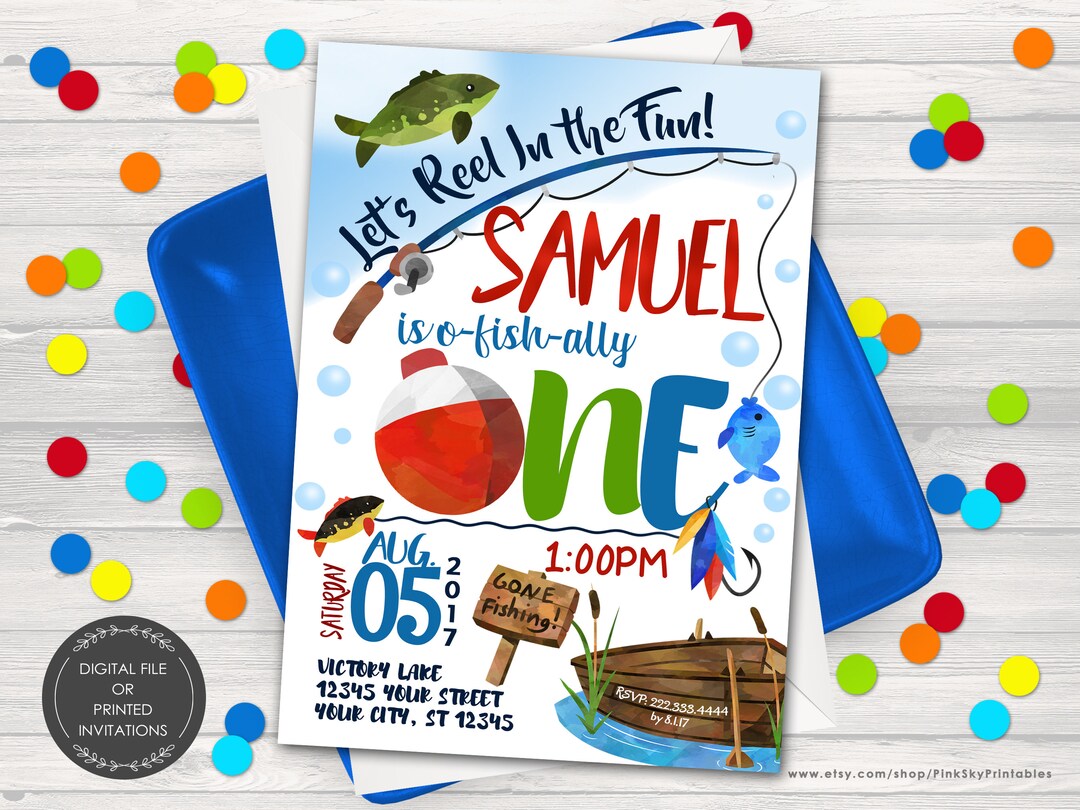 Fishing Birthday Invitation, Printable or Printed Invitations, Gone ...