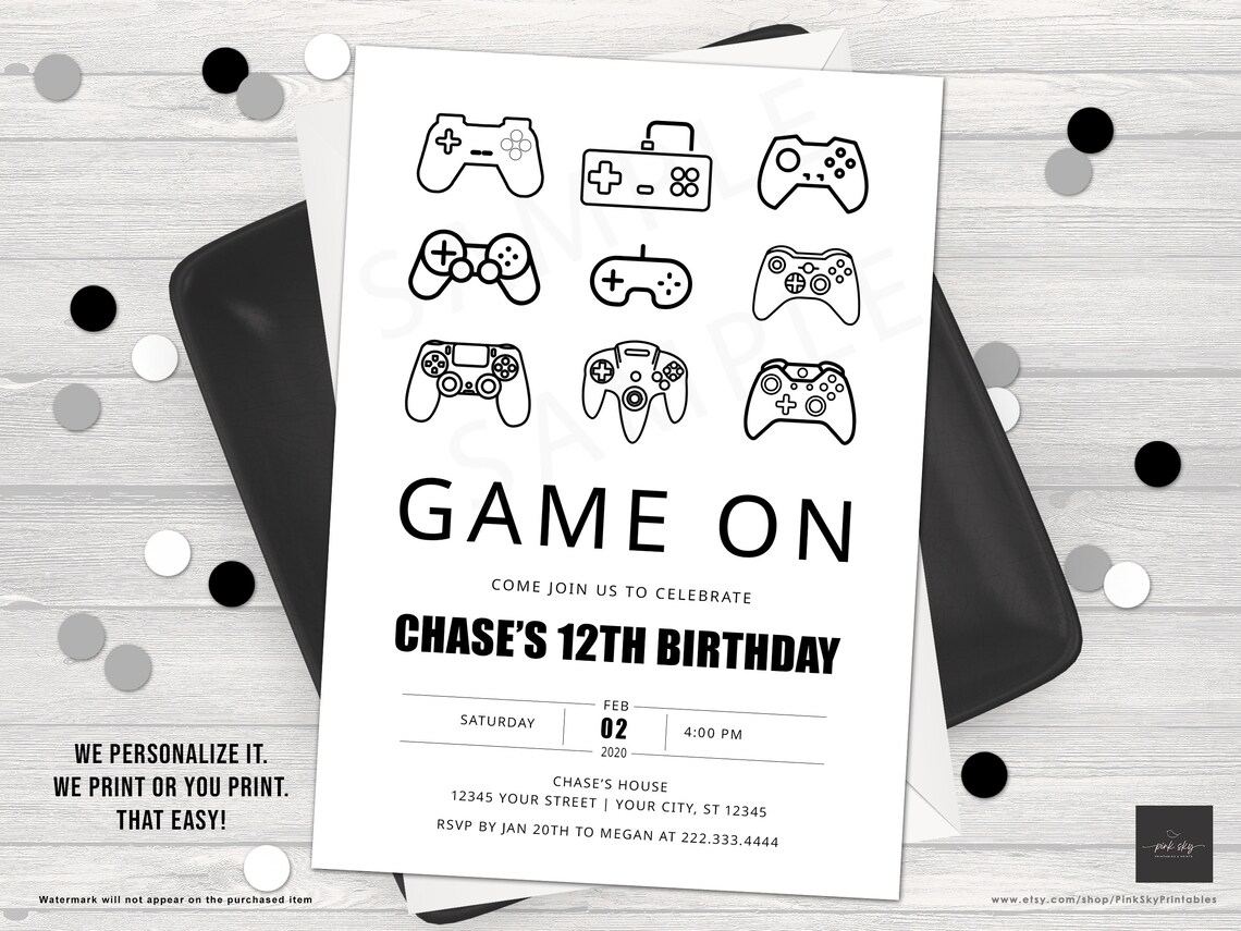 Modern Gaming Birthday Invitation Printable or Printed - Etsy
