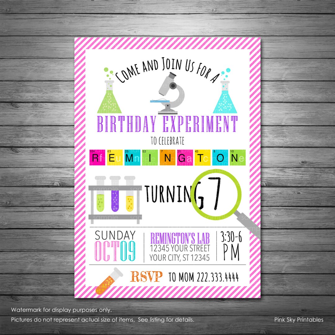 Science Birthday Invitations Printable or Printed Inviations - Etsy