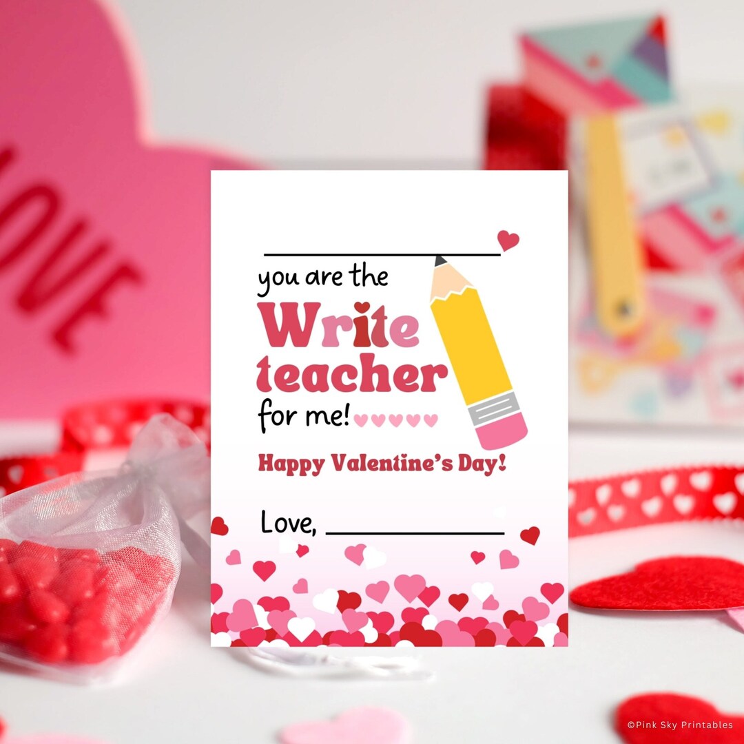 Teacher Valentine's Day Tag, INSTANT DOWNLOAD, Teachers Gift, Heart ...