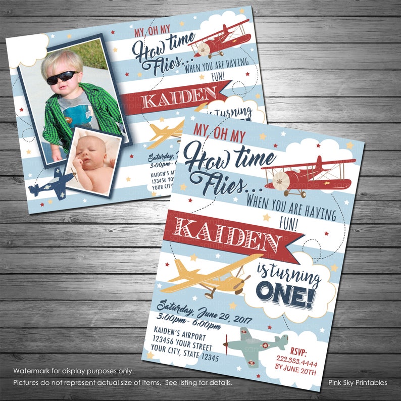 Time Flies Birthday Invitation Printable File Airplanes - Etsy
