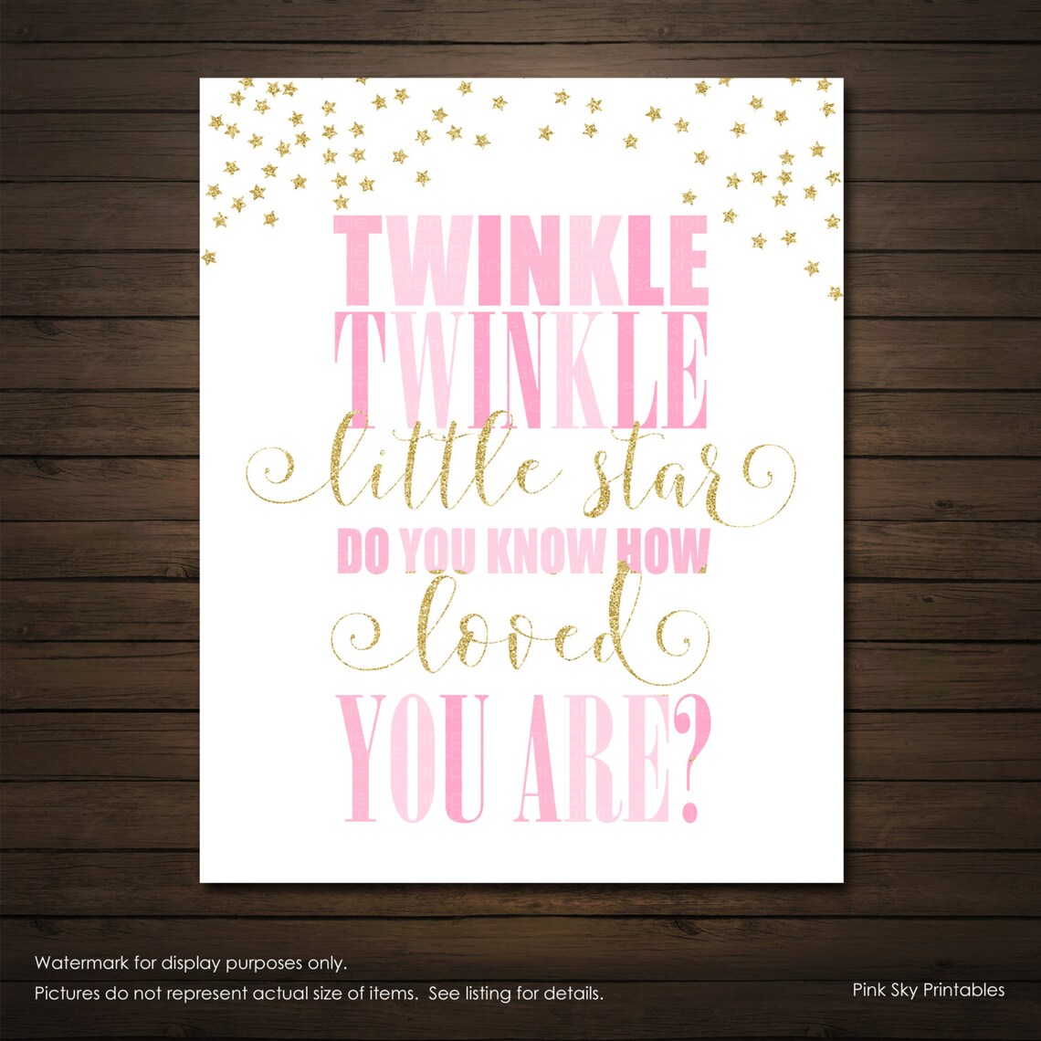 Twinkle Twinkle Little Star Printable Art Print Pink and - Etsy