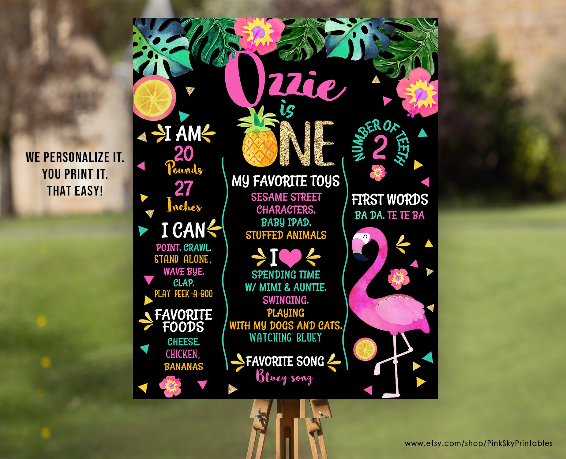 Flamingo 1st Birthday Sign Printable File Flamingo Birthday - Etsy