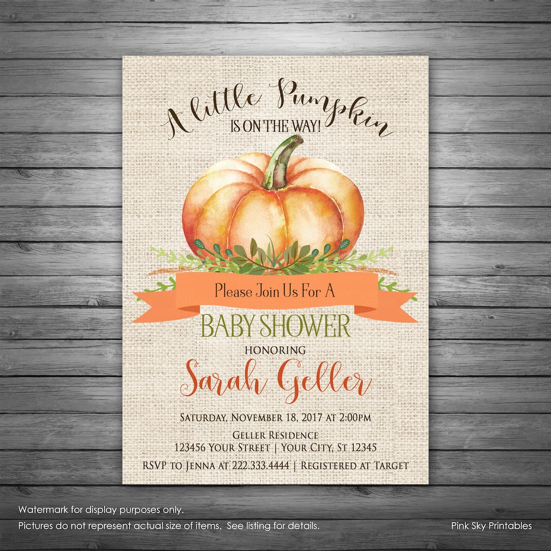 Pumpkin Baby Shower Invitation Printable Invitation Fall - Etsy