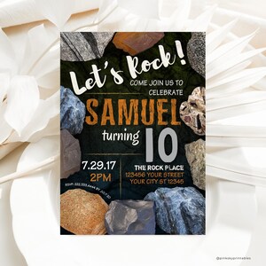 Rocks Birthday Invitations, Digital File, Geology Birthday Invitation ...