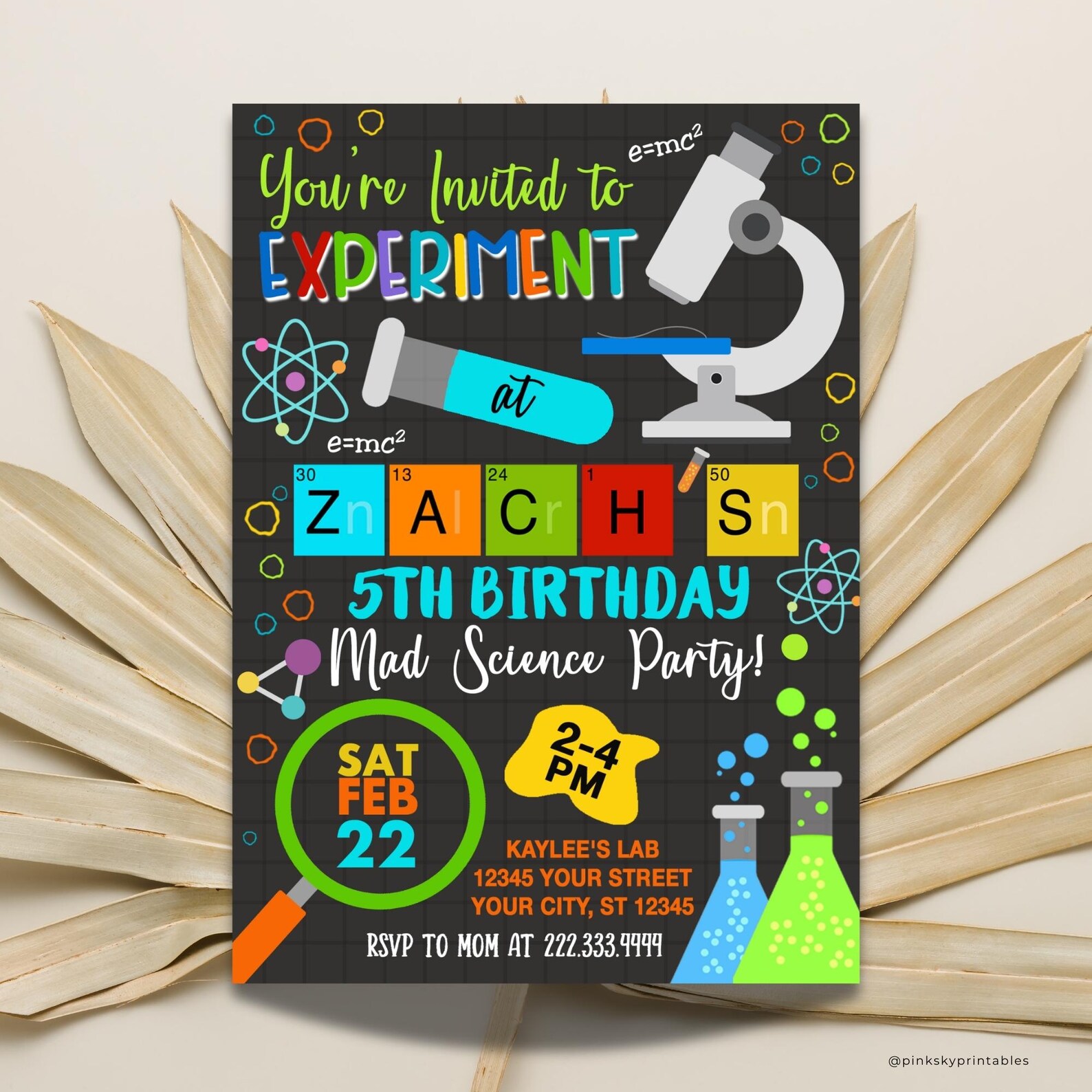 Science Birthday Invitation, Science Birthday, Science Party, Mad ...