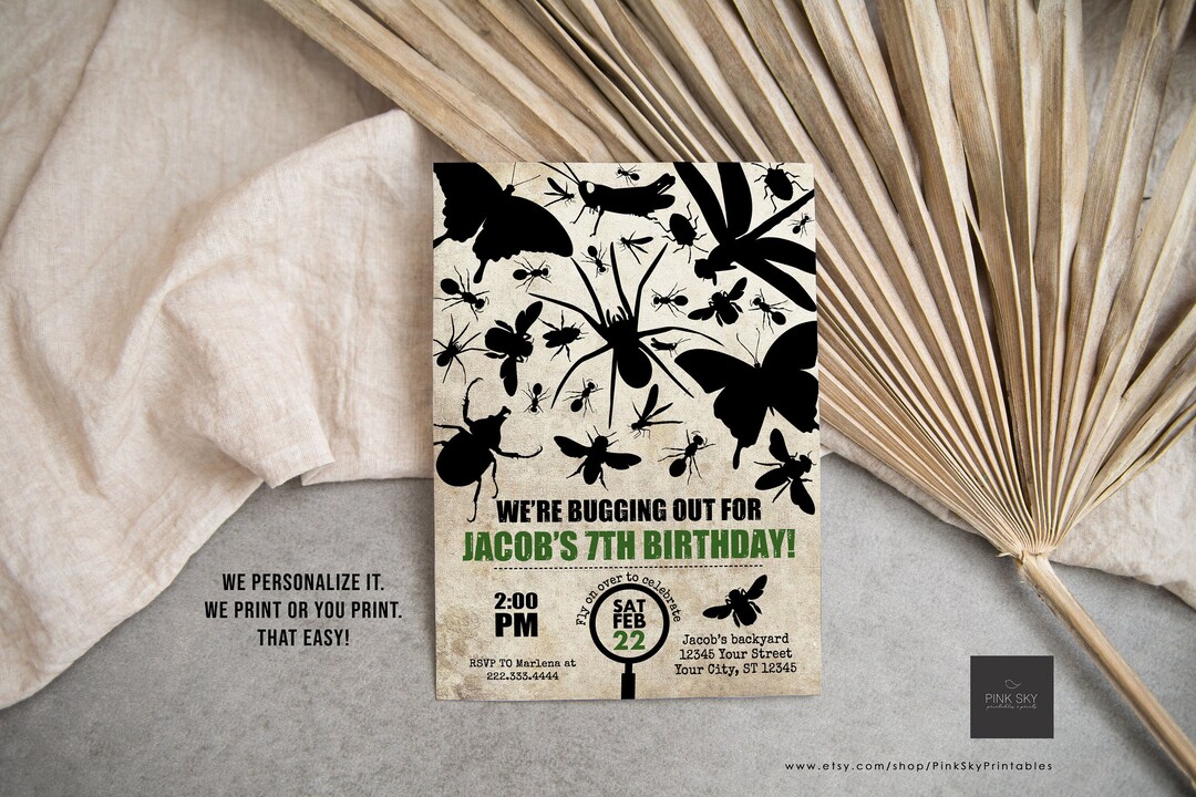 Bugs Birthday Invitation, Modern Bugs Invitation, Entomology ...