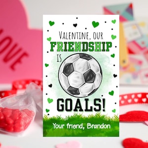 Soccer Valentine Tags, EDITABLE Kids Valentine Cards, Soccer Valentine ...