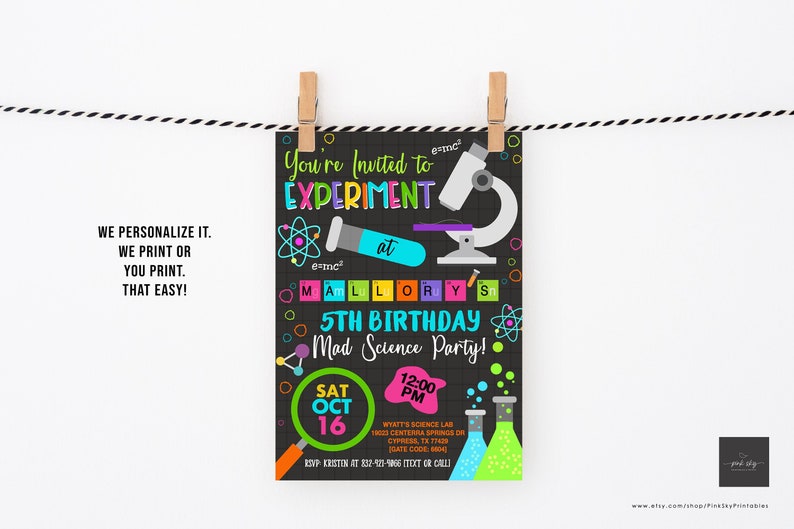 Girls Science Birthday Invitation Science Birthday Science - Etsy