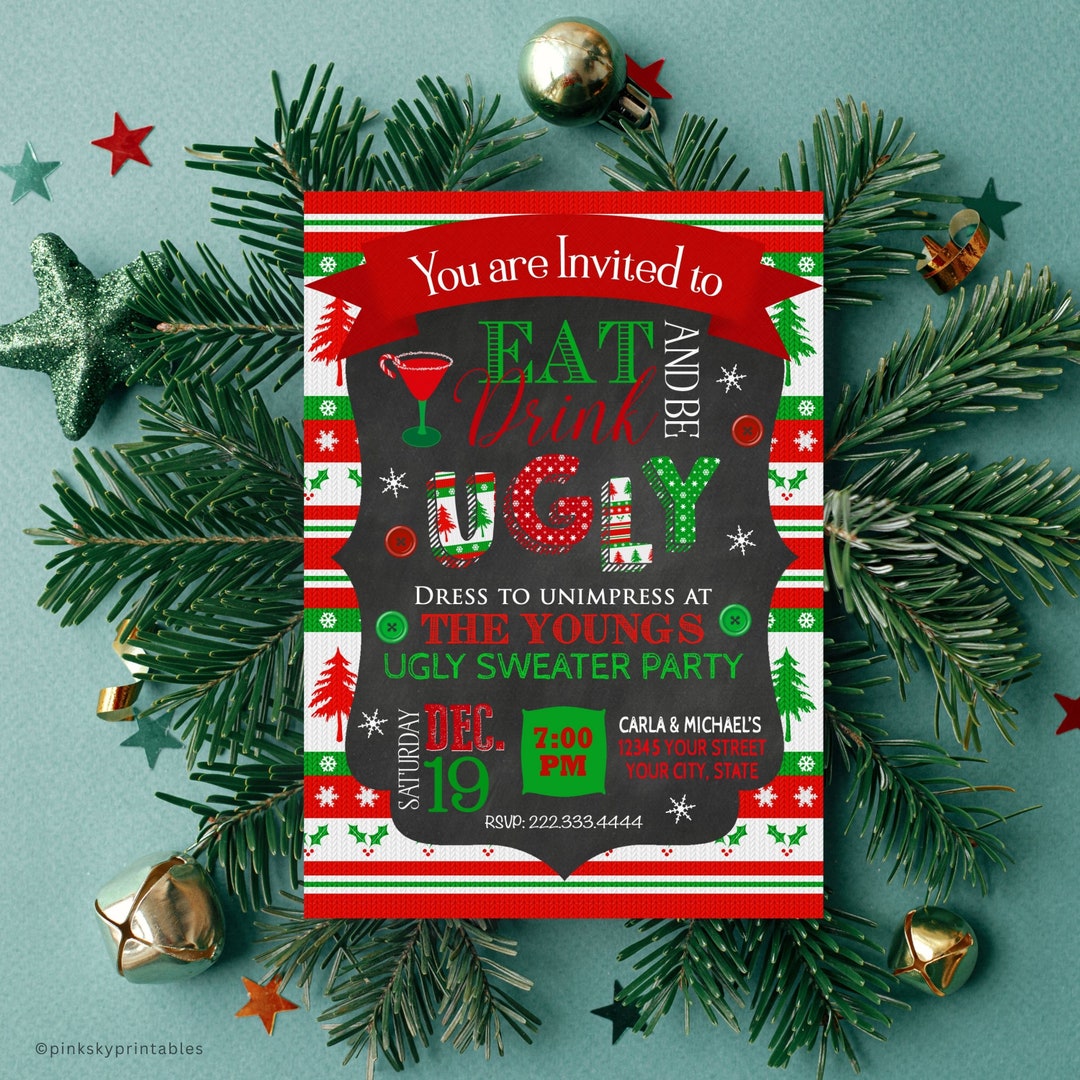 Christmas Party Invitation, Ugly Sweater Invitation, Ugly Sweater Party ...