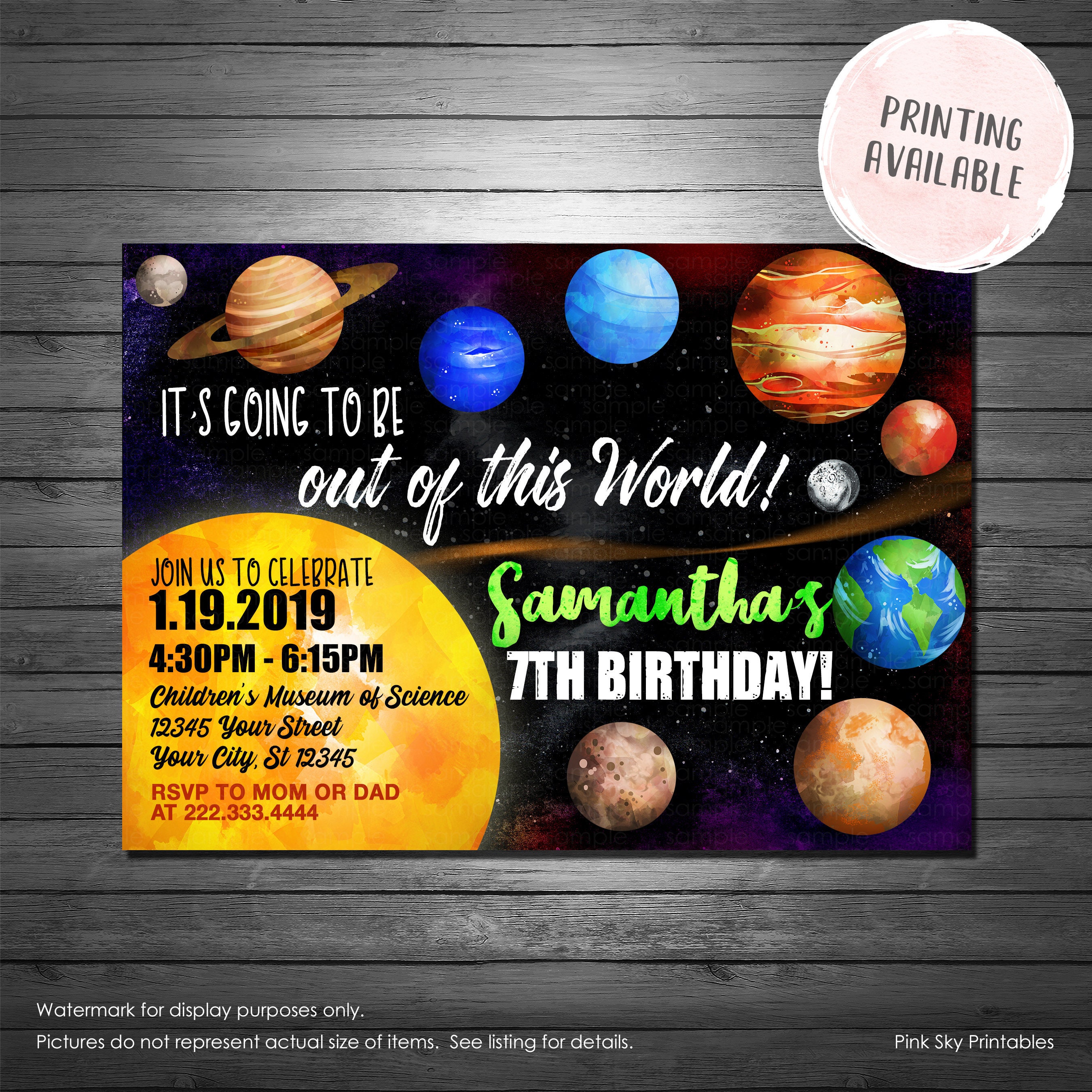 Solar System Birthday Invite