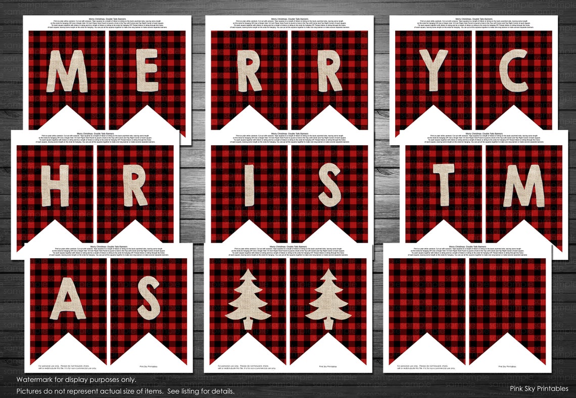 Merry Christmas Banner Christmas Buffalo Plaid Banner - Etsy