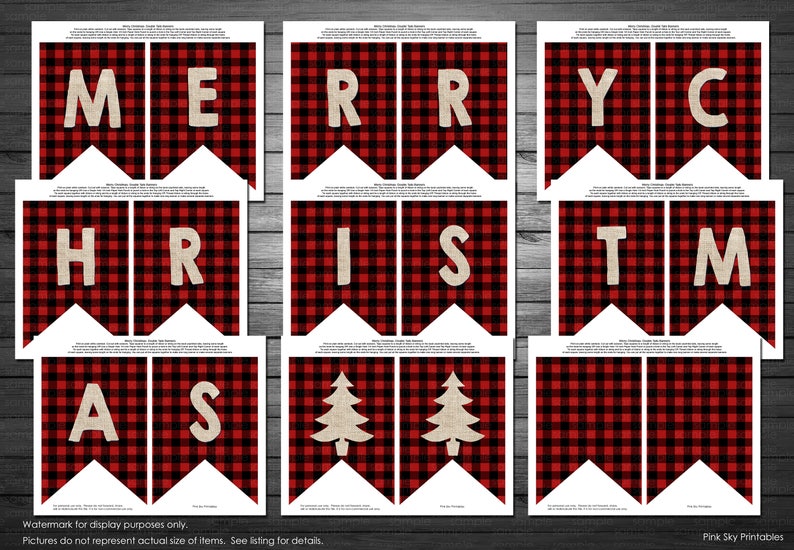 Merry Christmas Banner, Christmas Buffalo Plaid Banner, Buffalo Plaid ...
