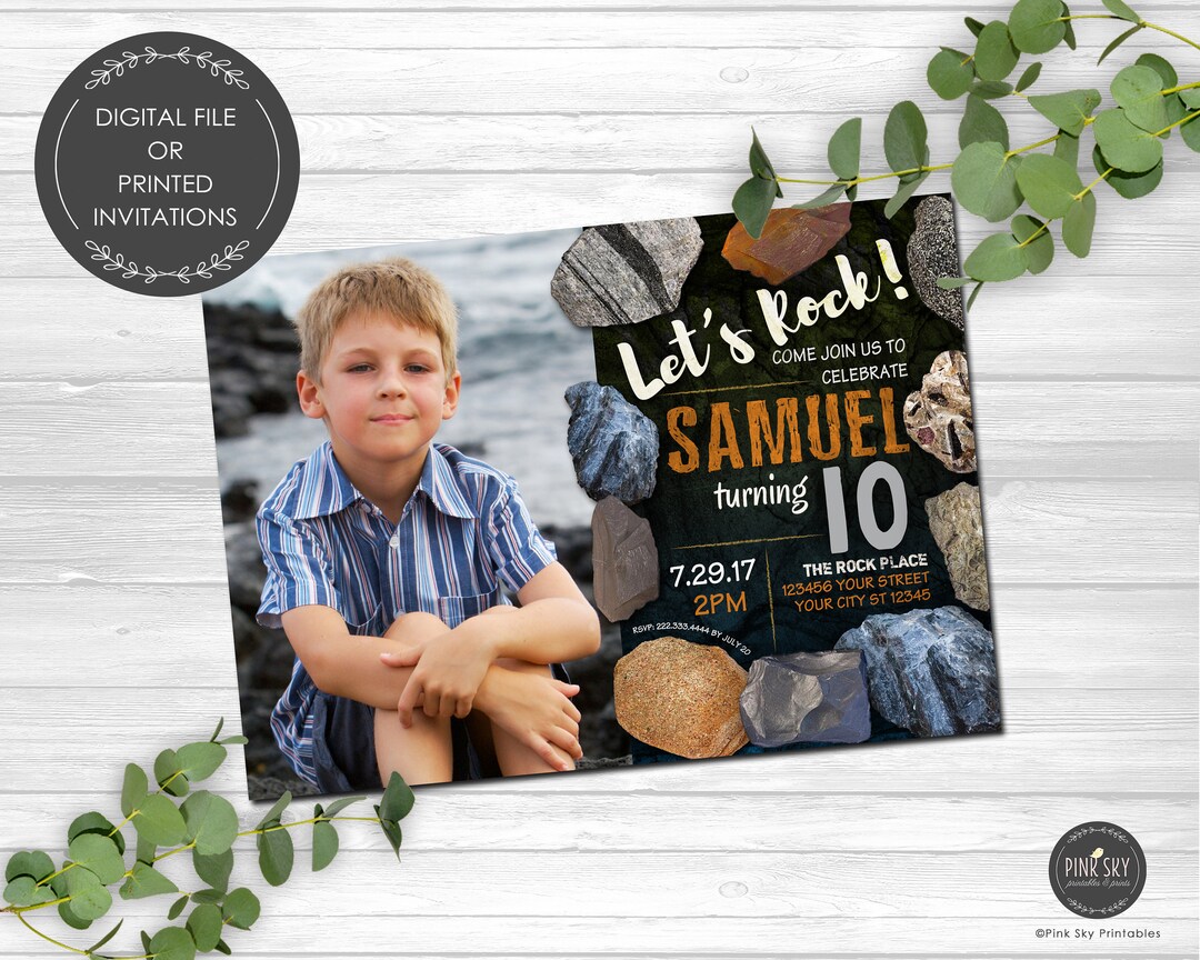 Rocks Birthday Invitation With Photo, Digital File, Geology Birthday ...