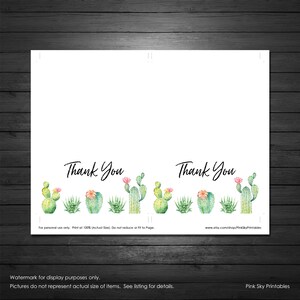 Cactus Thank You Cards, INSTANT DOWNLOAD, Foldable Thank You Notes ...