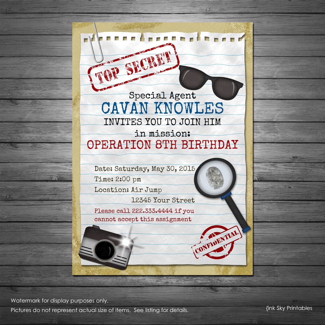Spy Detective Invitations Printable or Printed Invitations | Etsy