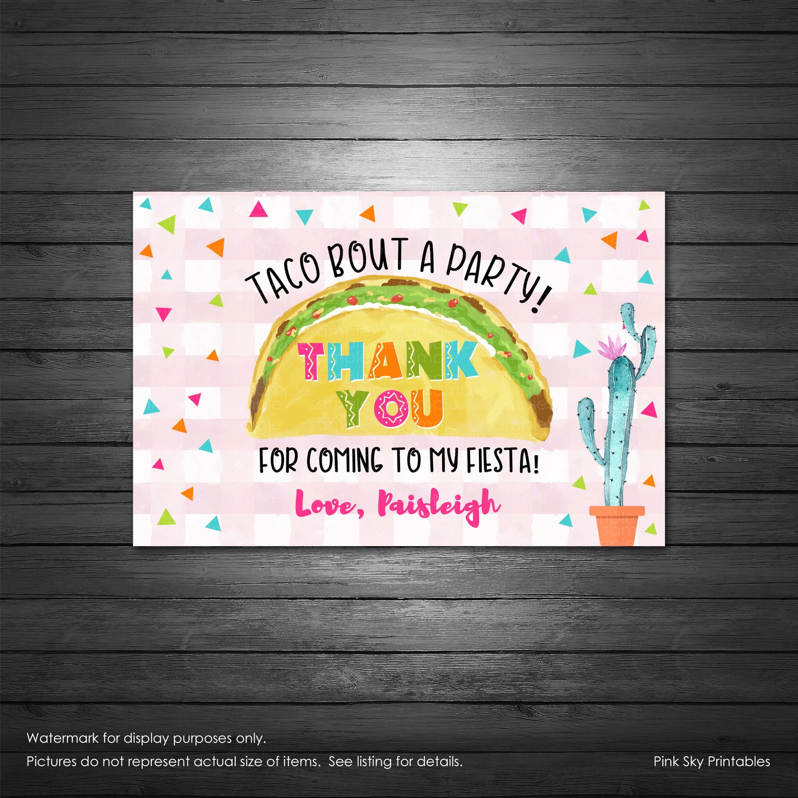 Taco Thank You Card Printable File Taco Twosday Thank You - Etsy