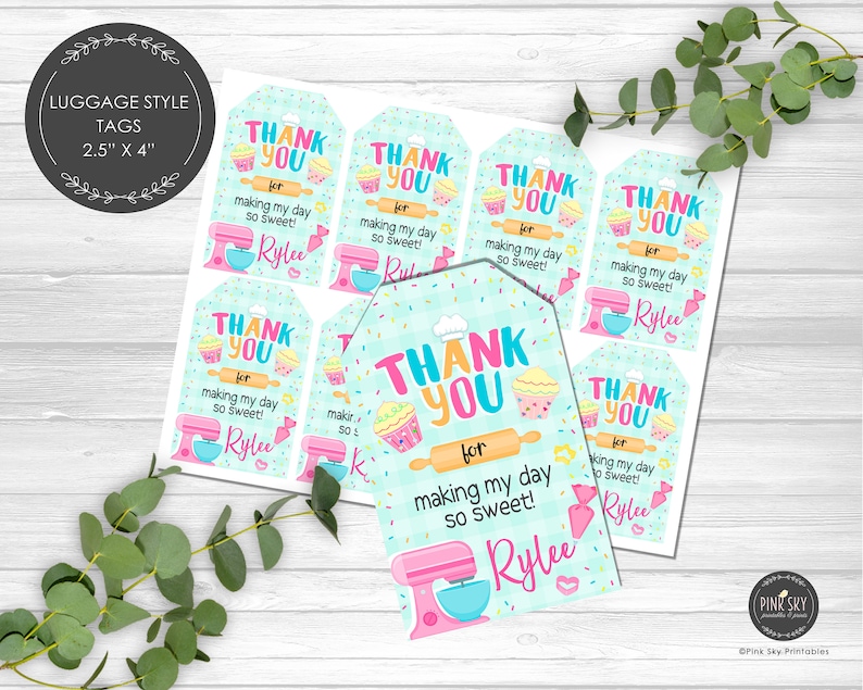Baking Favor Tags, Thank You Tags, Printable File, Cooking Favor Tag ...