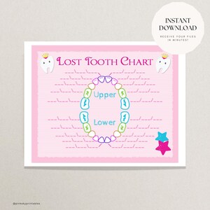 Tooth Fairy Certificate, and Lost Tooth Chart, Digital File, INSTANT ...