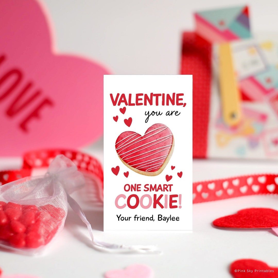 EDITABLE Cookie Valentine's Day Tags, Instant Download, 2 X 3 Custom ...
