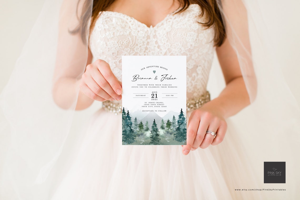 Mountains Wedding Invitation Rustic Wedding Nature Wedding - Etsy